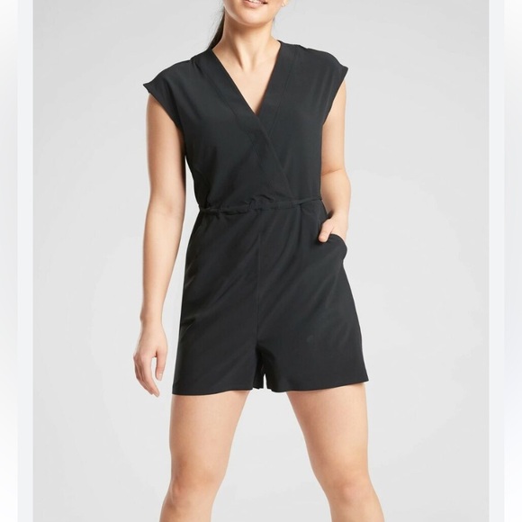 Athleta | Pants & Jumpsuits | Athleta Marlow Romper In Black | Poshmark